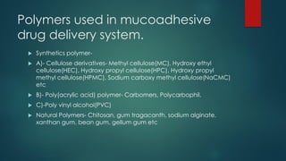 NDDS notes- Mucoadhesive drug delivery system B.pharma 4th yr 7th ...