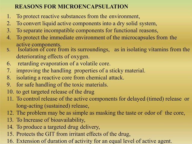 Ndds 4 MICROENCAPSULATION DRUG DELIVERY SYSTEM | PPTX | Physics | Science