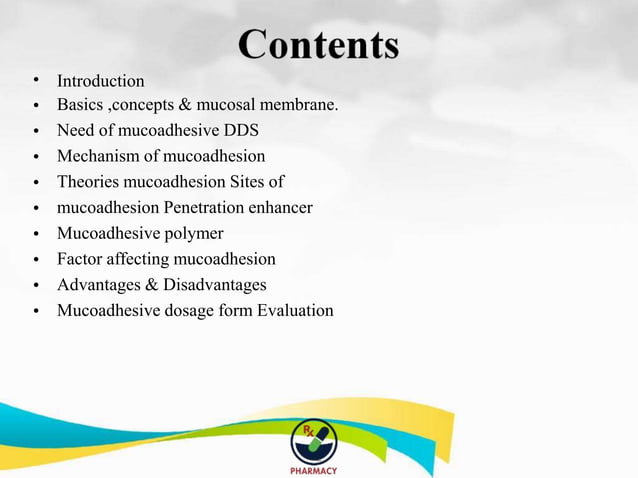Ndds 5 MUCOADHESIVE DRUG DELIVERY SYSTEM ppt | PPT | Chemistry | Science