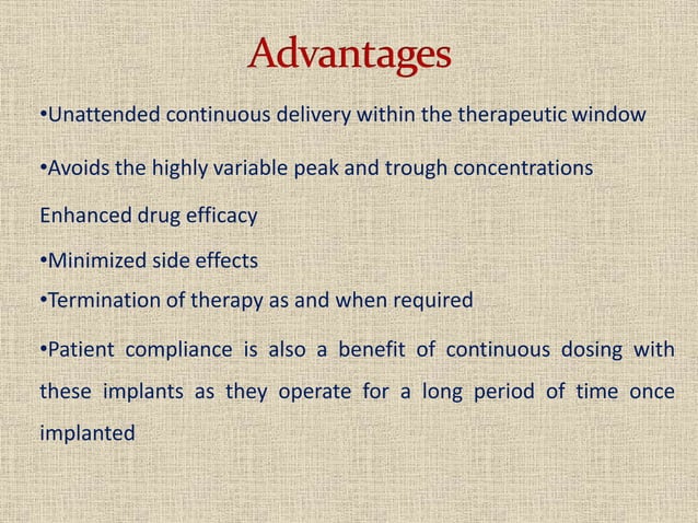 Ndds 6 Implantable Drug Delivery System | PPTX | Chemistry | Science
