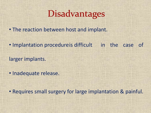 Ndds 6 Implantable Drug Delivery System | PPTX | Chemistry | Science