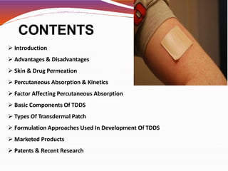 Ndds 7 Transdermal Drug Delivery System | PPTX