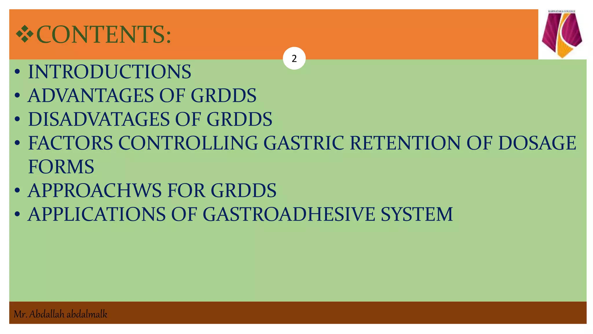 Gatro retentive drug delivery system | PPTX