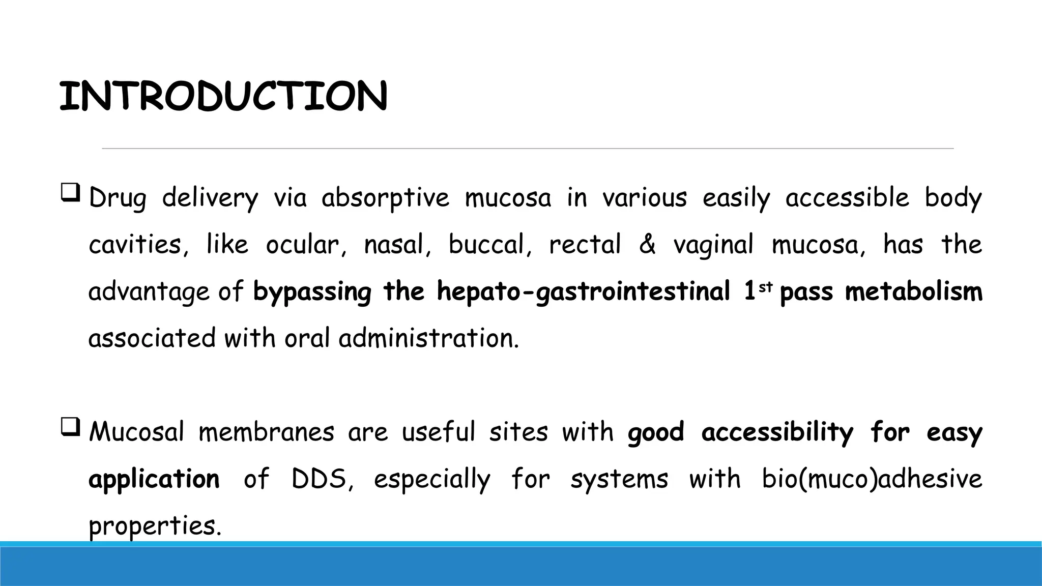 Mucosal Drug Delivery System, Unit-II, BP704T: NDDS, Sem-VII, Final ...