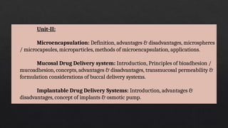 Microencapsulation, Unit-II, BP704T: NDDS, Sem-VII, Final Year B. Pharm ...