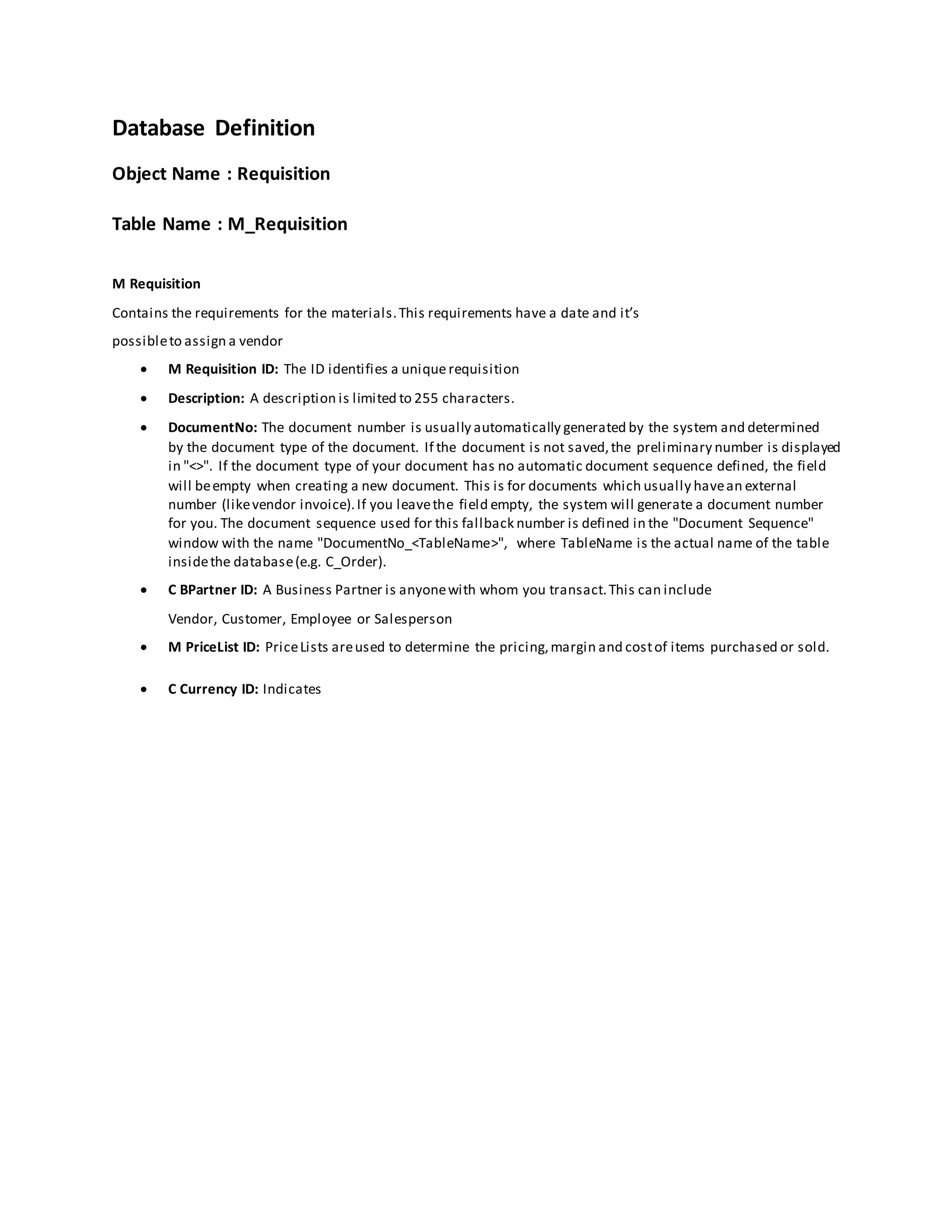 procurement database model -documentation-draft-20150515 | DOCX ...
