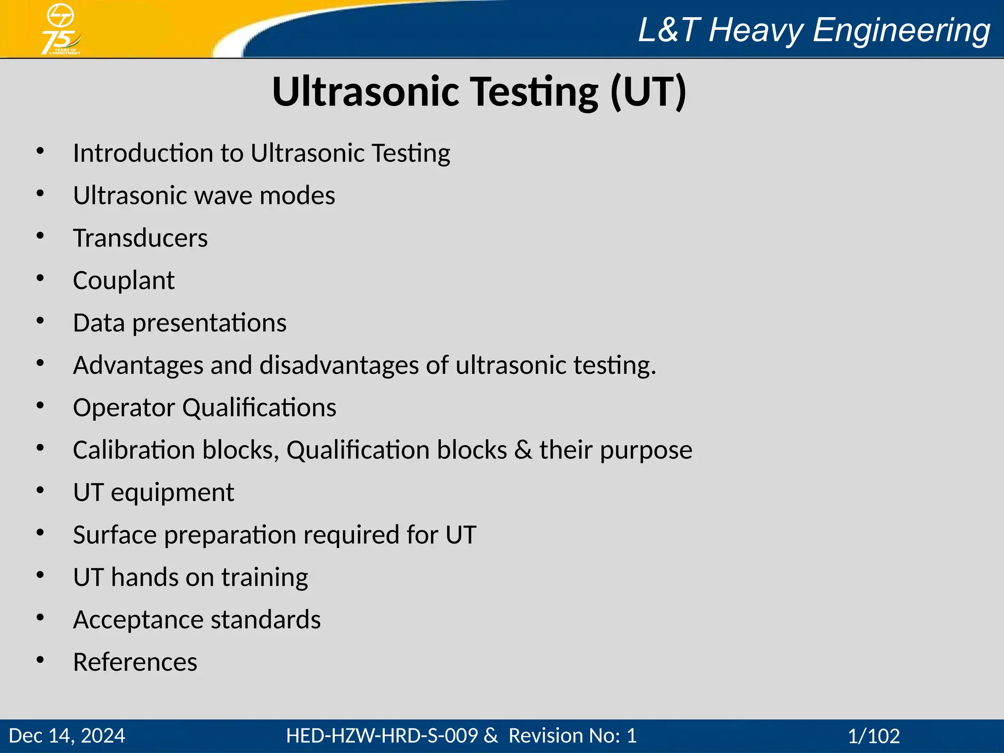 Non Destructive Ultrasonic Testing Presentation | PPT