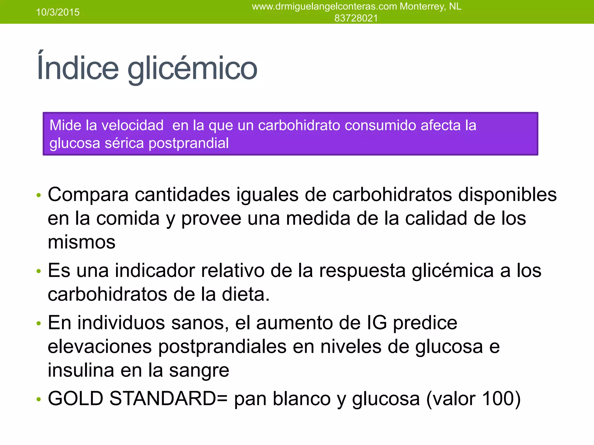 IÍndice glicémico y carga glicémica | PPSX