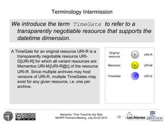 Memento: TimeGates, TimeBundles, and TimeMaps | PPT