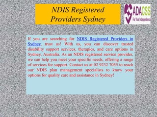 Ndis Registered Providers Sydney | PPTX