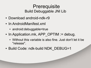 Debug JNI code with ndk-gdb and eclipse GUI | ODP | Programming Languages | Computing