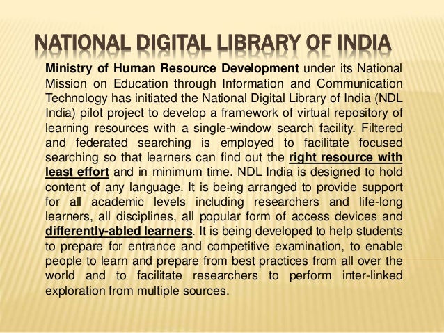 National Digital Library of India-A prospect of knowledge