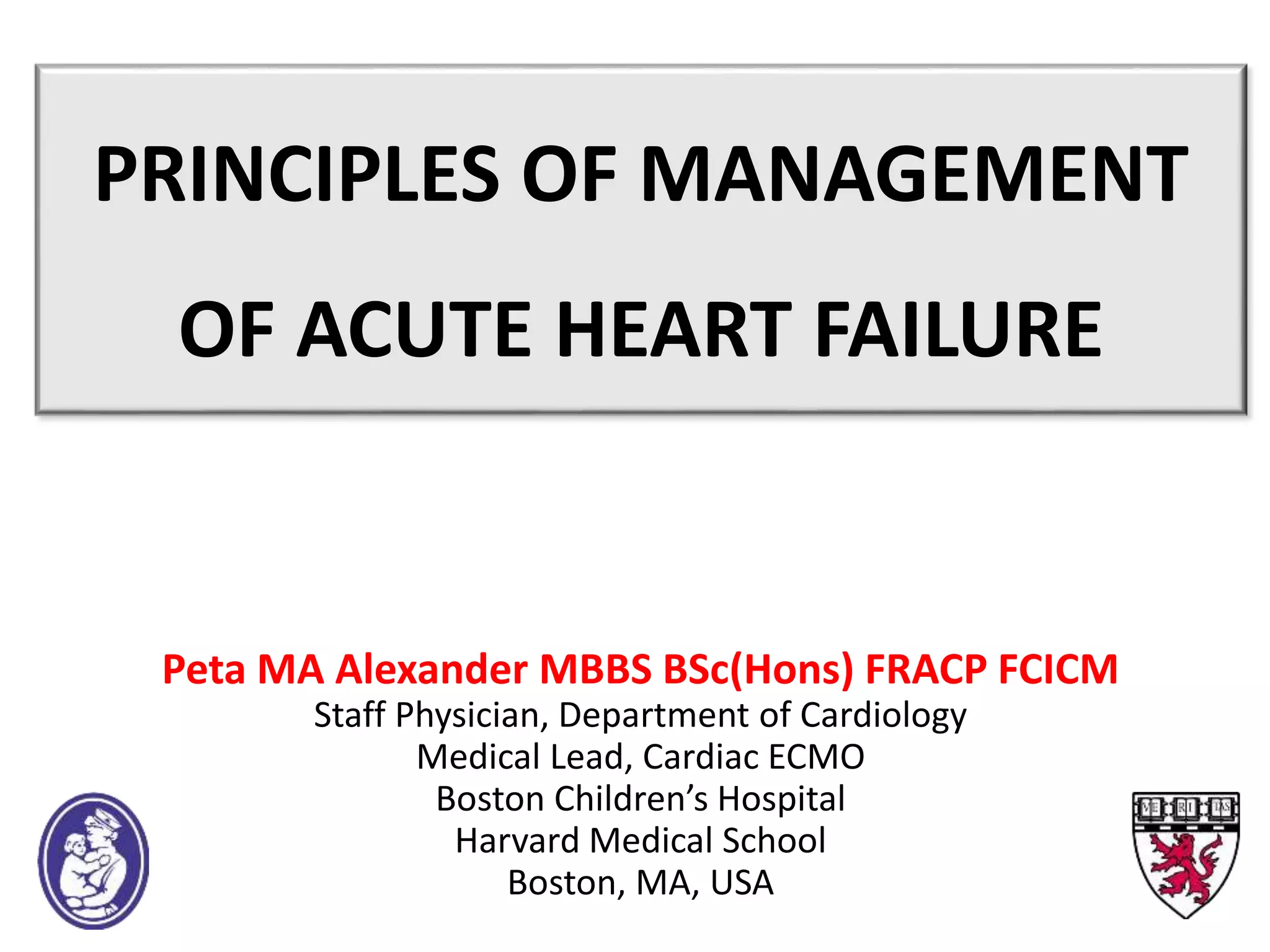 Principles of management of acute heart failure | PPTX