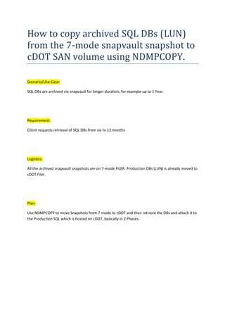 NDMPCOPY lun from 7-mode NetApp to cDOT | PDF | Databases | Computer Software and Applications