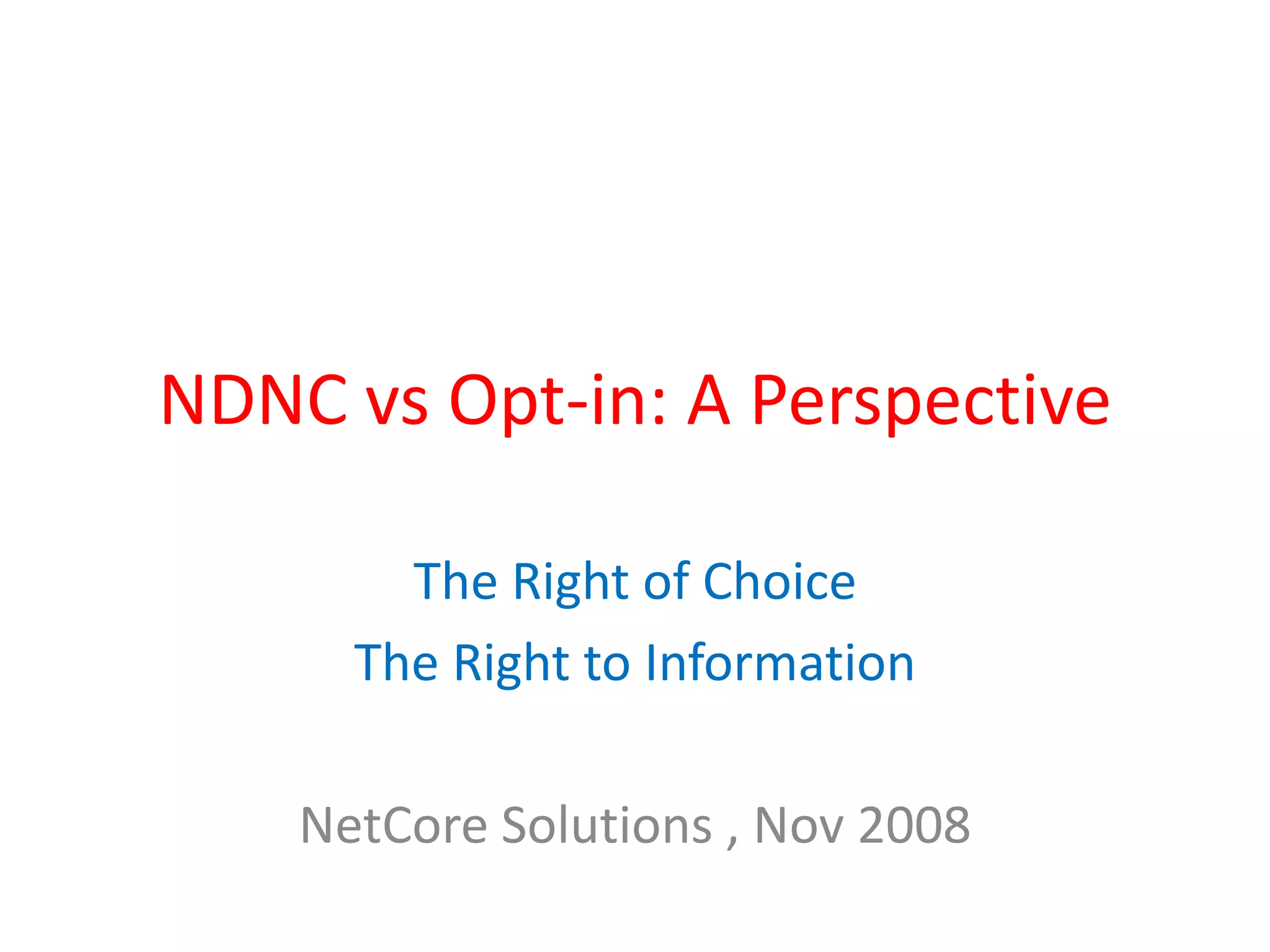 NDNC vs Opt-in: A Perspective | PPT