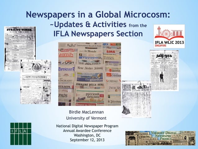 Newspapers in a Global Microcosm: Updates & Activities from the IFLA ...
