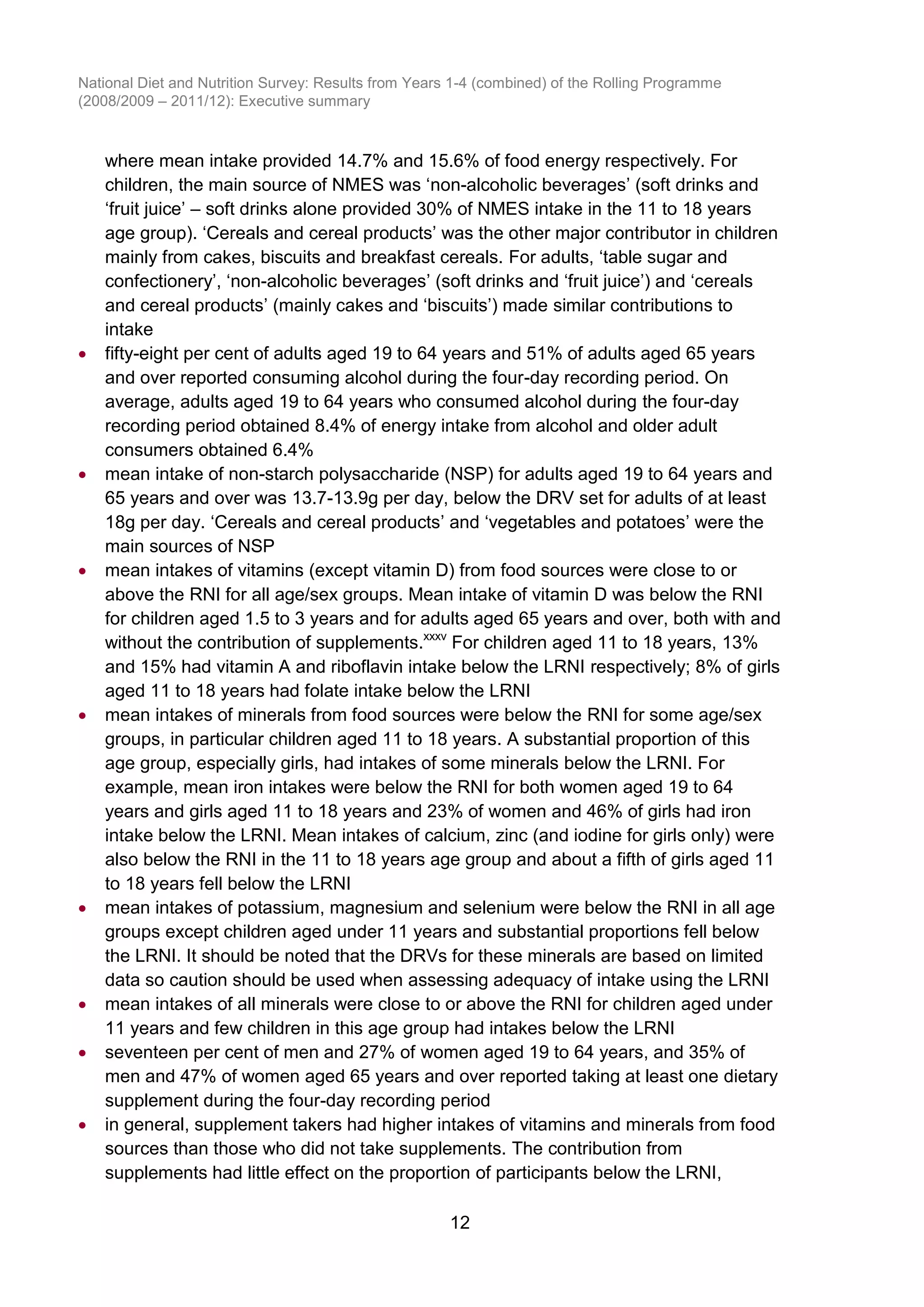National Diet and Nutrition Survey: UK 2008 - 2012 - Executive Summary ...