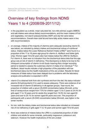 National Diet and Nutrition Survey: UK 2008 - 2012 - Executive Summary ...