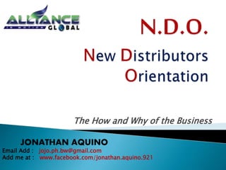 New Distributor Orientation (AIM GLOBAL) | PPTX