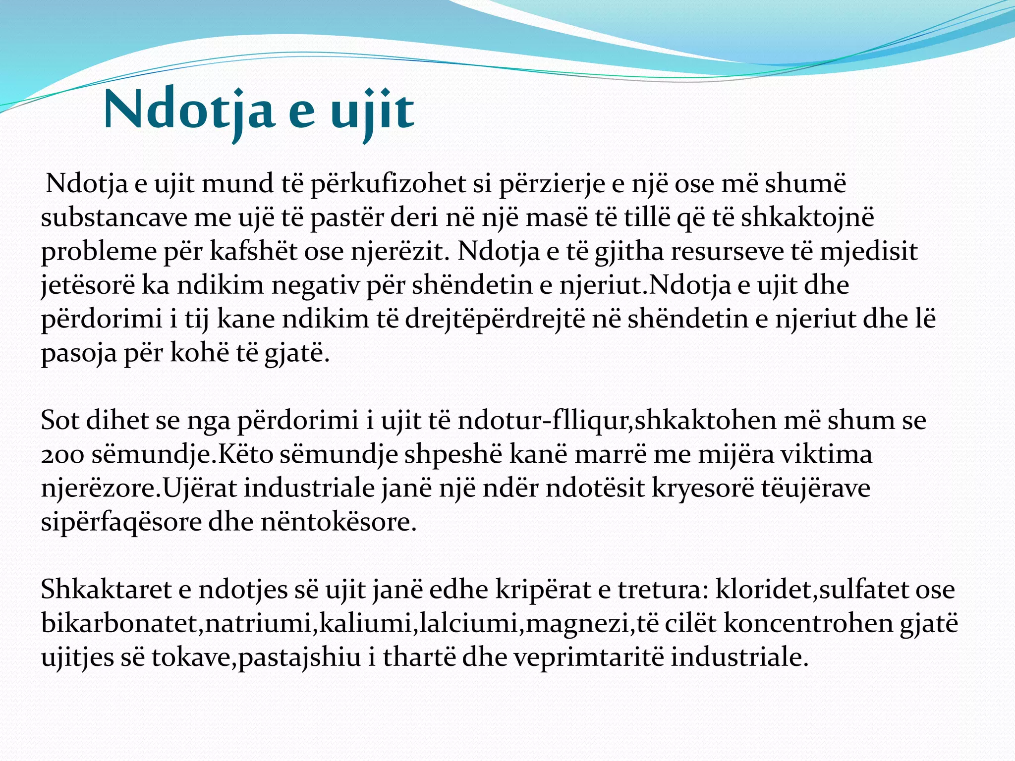 Ndotja e ujit | PPT
