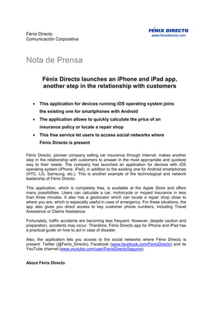 FÉNIX DIRECTO launches an iPhone and iPad app, another step in the ...