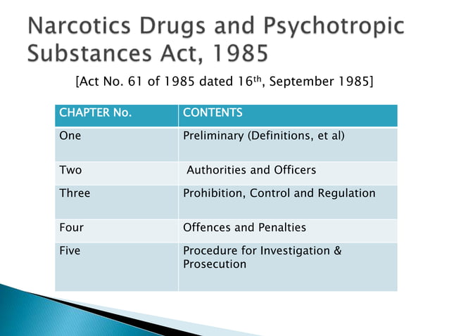 Narcotic Drugs and Psychotropic Substances Act (NDPS) | PPTX