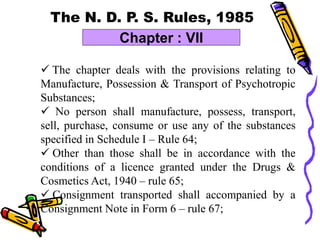 narcotic drugs and Psychotropic substance act 1985 | PPTX