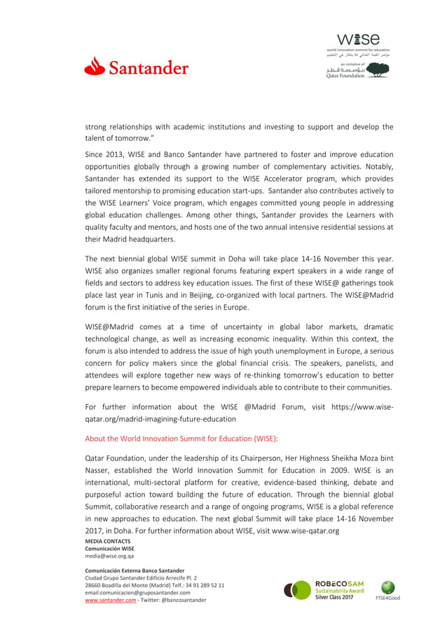 WISE and Santander discuss the future of the Education | PDF