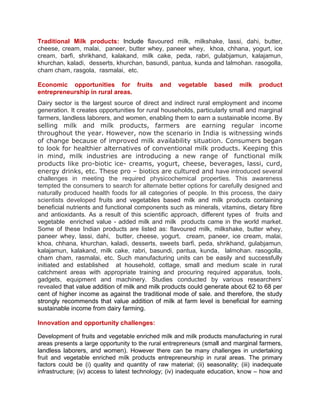 MILK - BASED FRUITS AND VEGETABLE ENRICHED PRODUCTS – OPPORTUNITIES AND ...