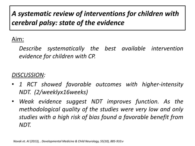 Neurodevelopemental Therapy (Bobath approach)- Principles and Evidence ...