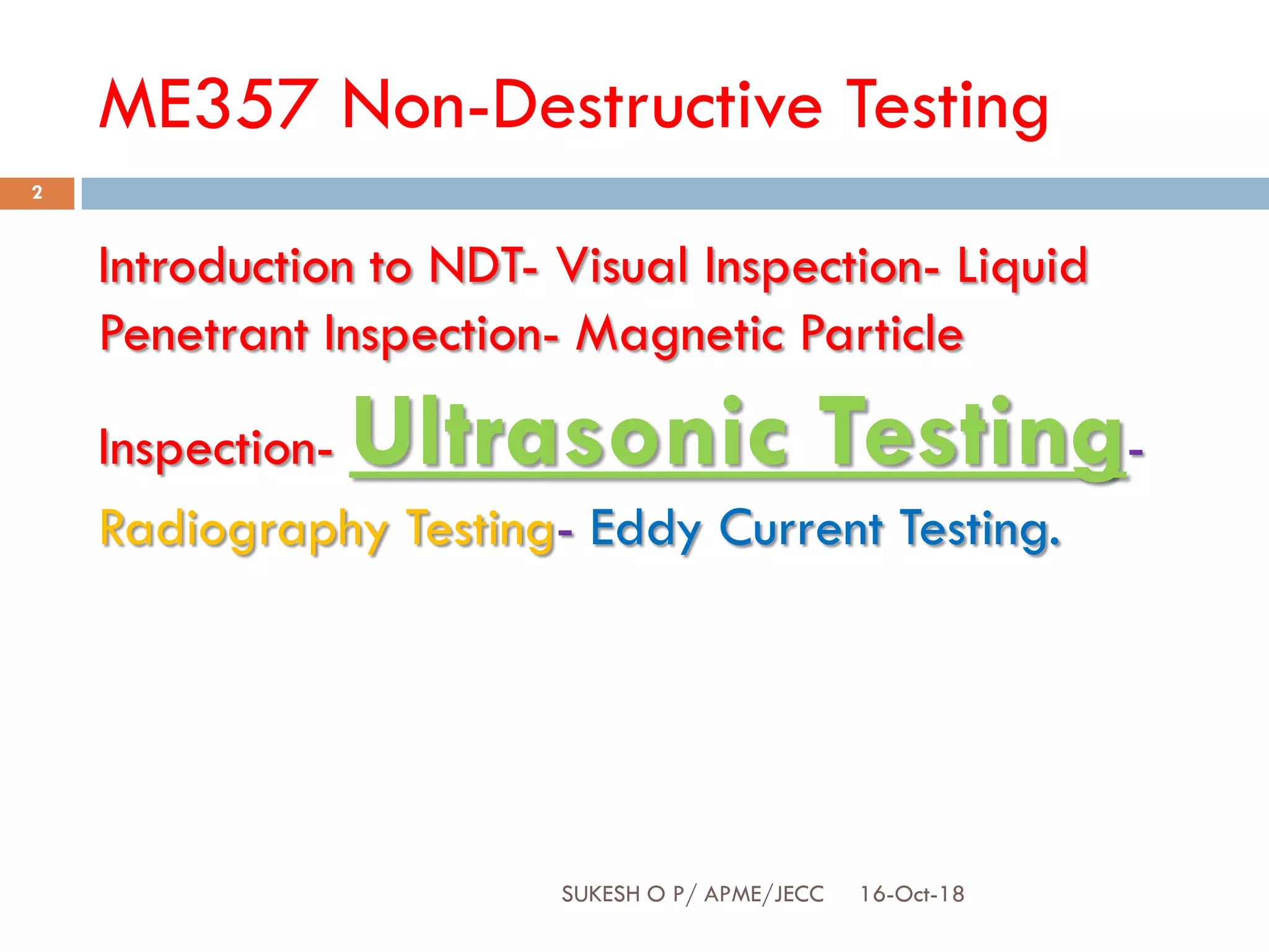 Ultrasonic Testing (UT)- NDT | PDF