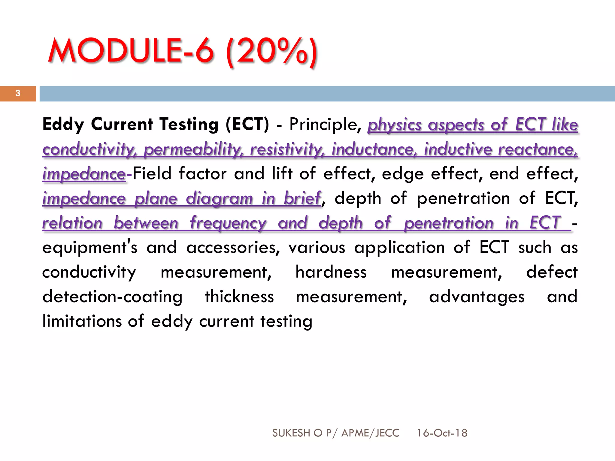 Eddy Current Testing (ECT)- NDT | PDF