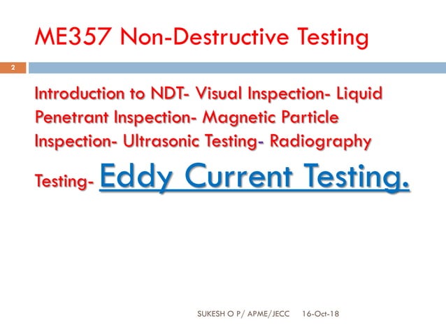 Eddy Current Testing (ECT)- NDT | PDF