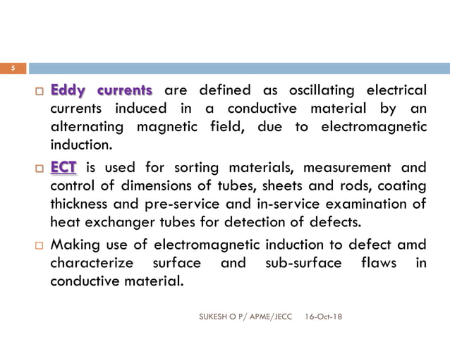 Eddy Current Testing (ECT)- NDT | PDF