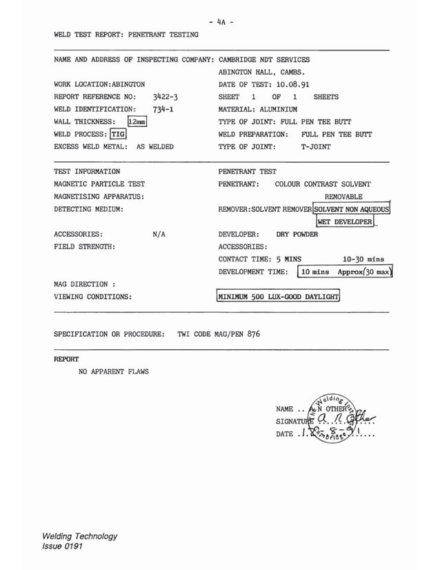 Ndt report sample and answer cswip 3.2 | PDF