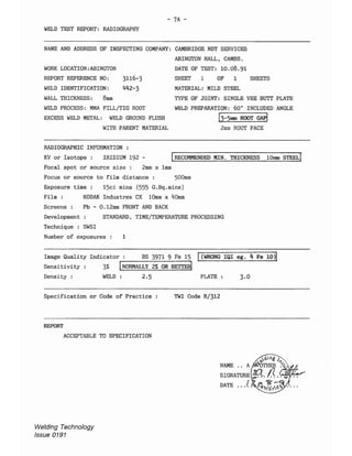 Ndt report sample and answer cswip 3.2 | PDF