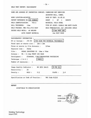 Ndt report sample and answer cswip 3.2 | PDF