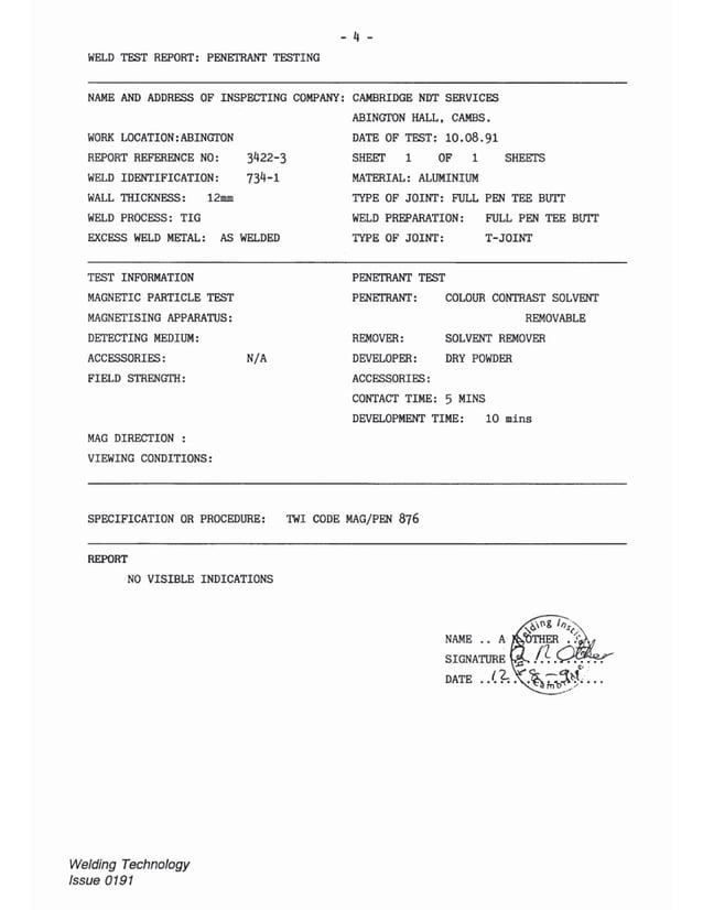 Ndt report sample and answer cswip 3.2 | PDF