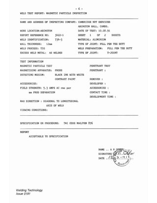 Ndt report sample and answer cswip 3.2 | PDF