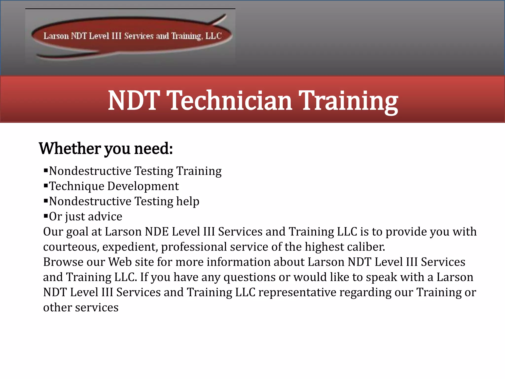 Ndt technician training | PPT
