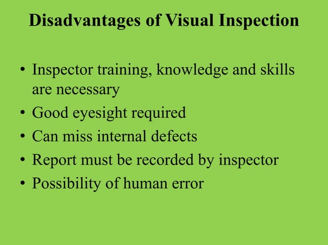 Ndt visual inspection | PPTX | Medical Tests | Medical Health