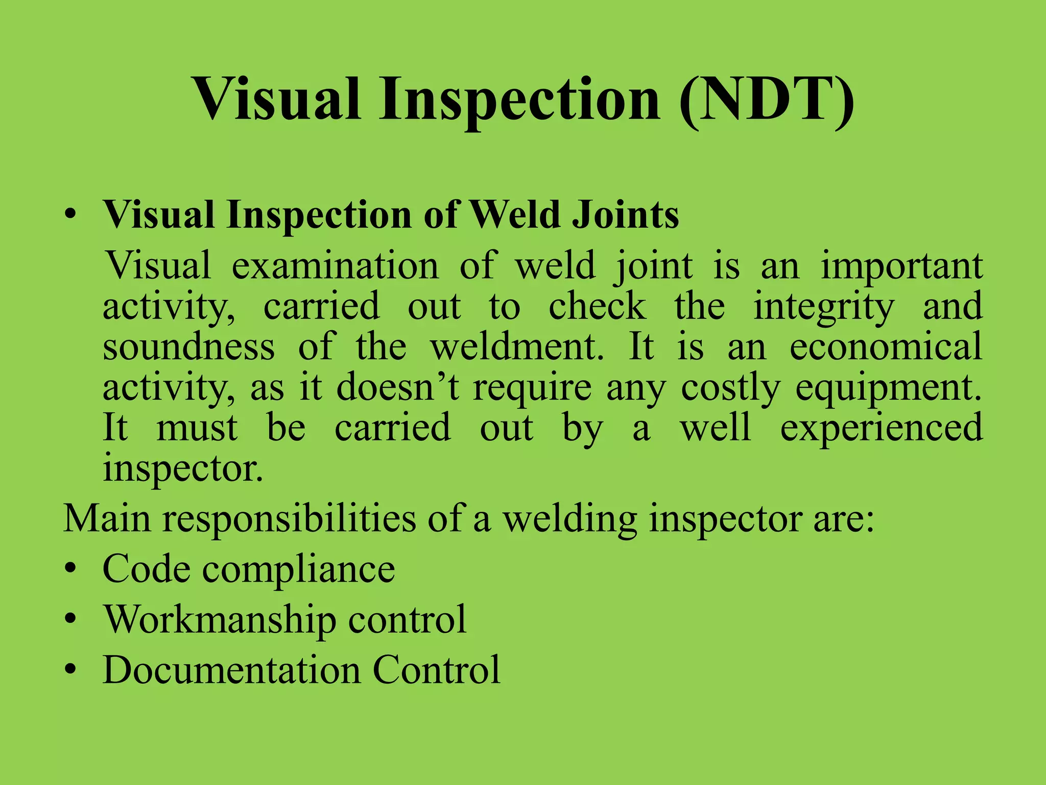Ndt visual inspection | PPTX