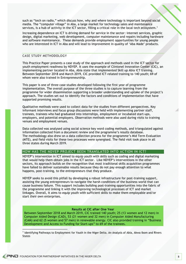 Niger Delta Youth Employment Pathways Case Study - ICT | PDF