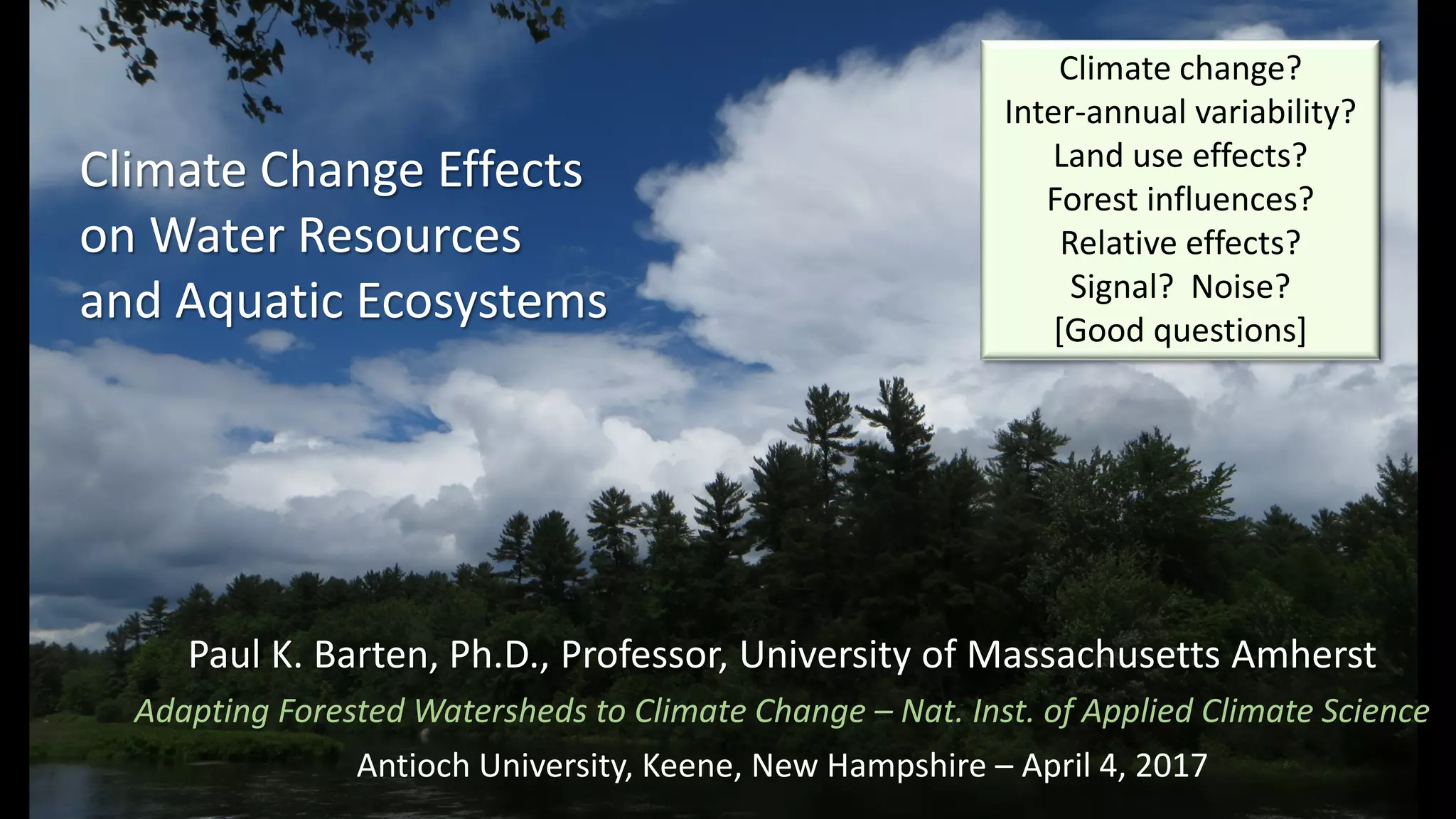 Climate Change Effects on Water Resources and Aquatic Ecosystems | PDF