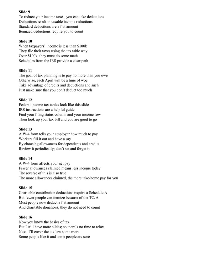 Income Tax Ignite Presentation Script | PDF