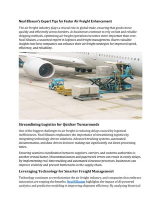 Neal Elbaum’s Expert Tips for Faster Air Freight Enhancement | PDF
