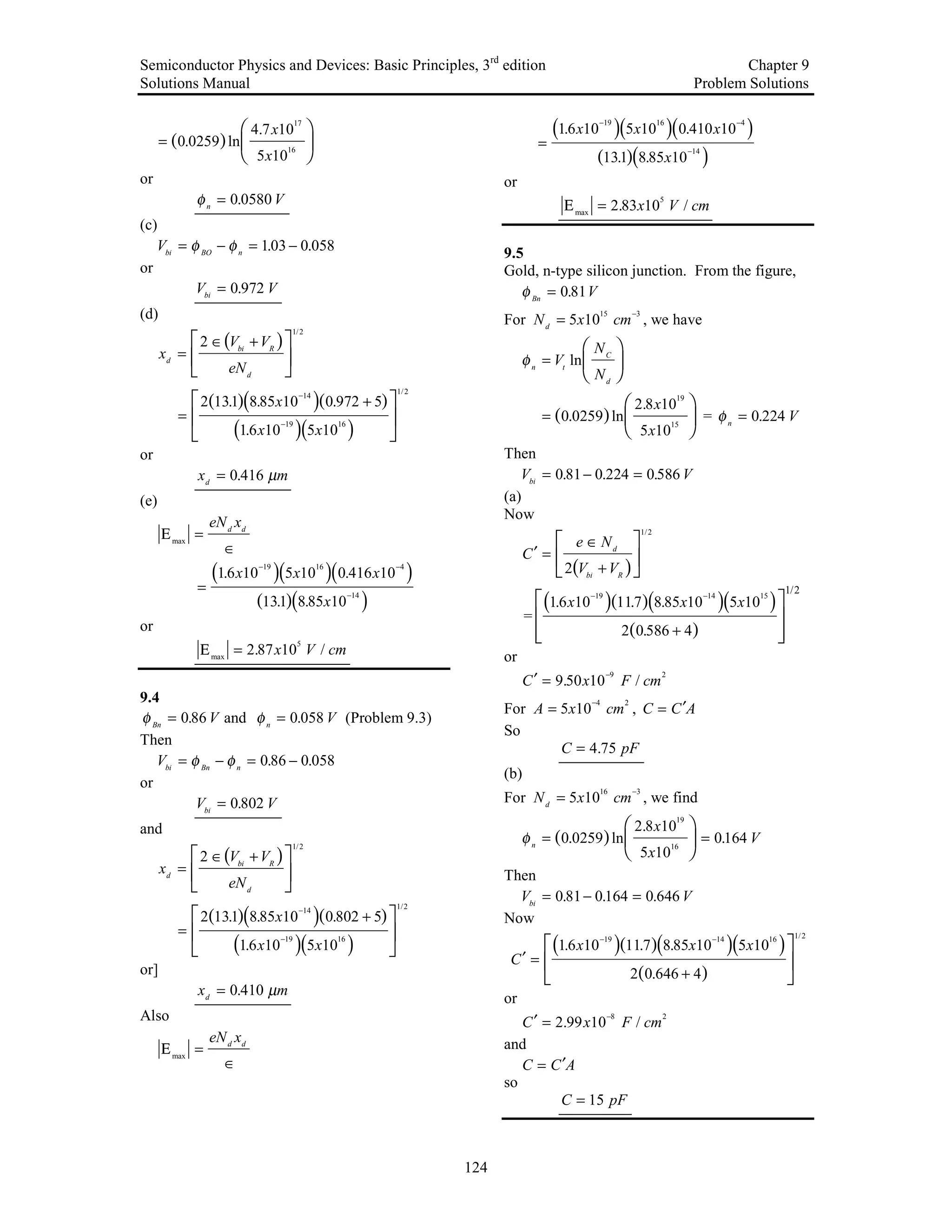 (Neamen)solution manual for semiconductor physics and devices 3ed | PDF