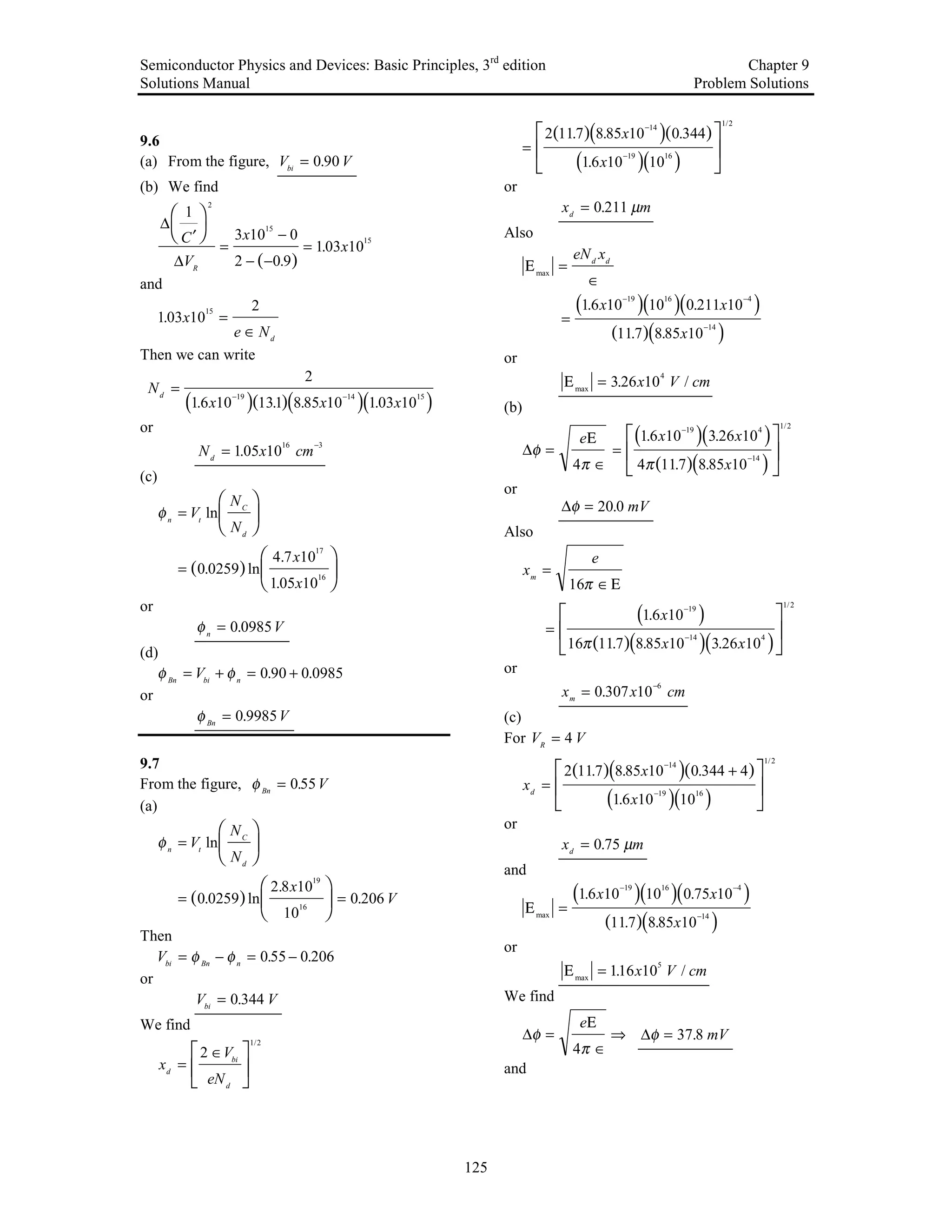 (Neamen)solution manual for semiconductor physics and devices 3ed | PDF