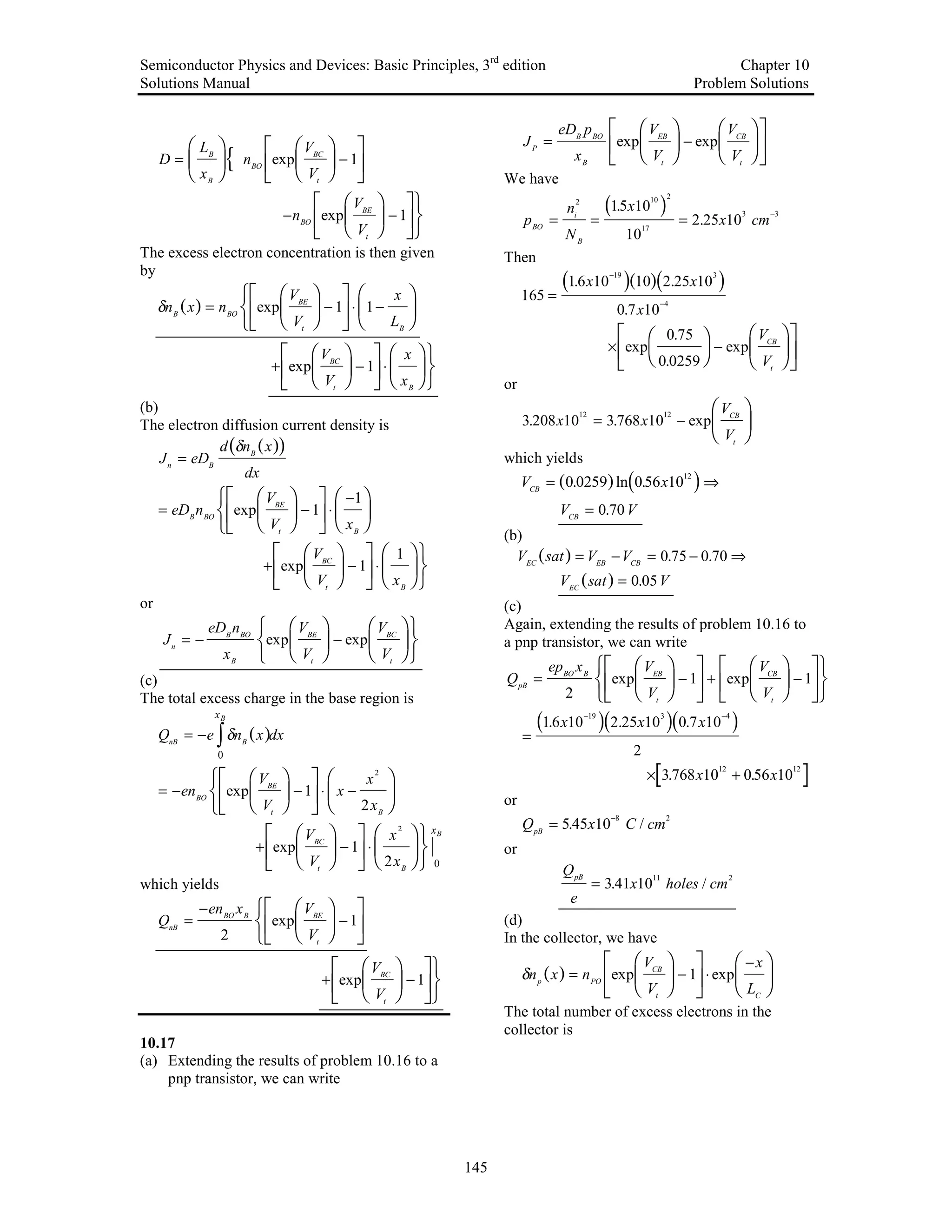 (Neamen)solution manual for semiconductor physics and devices 3ed | PDF