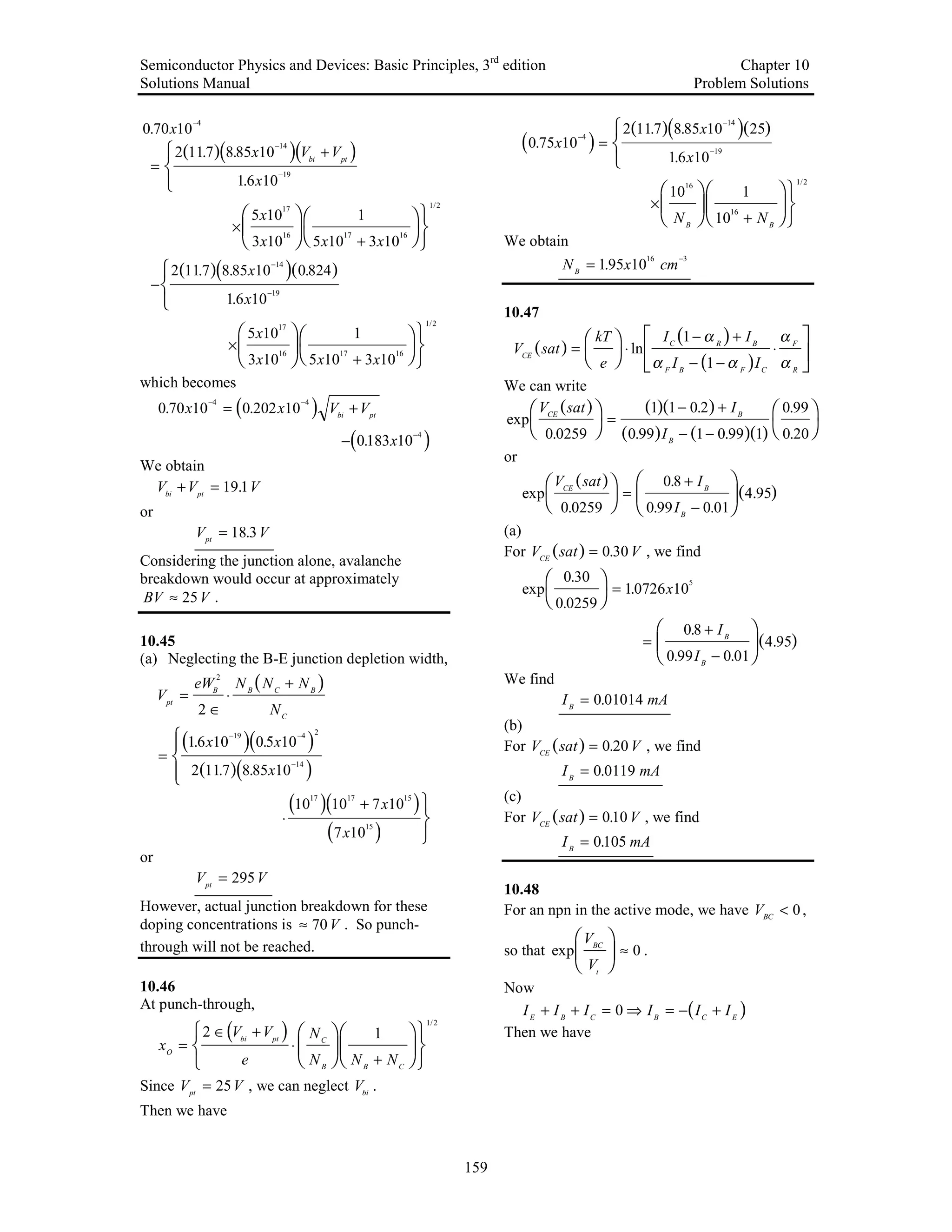 (Neamen)solution manual for semiconductor physics and devices 3ed | PDF